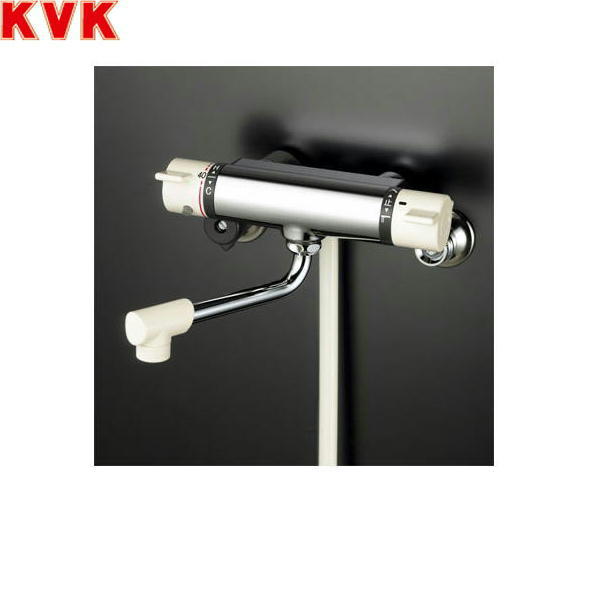 KVKサーモスタットシャワー水栓 KF800WR3S2 ワンストップシャワーヘッド付 寒冷地仕様 吐水口長さ：300mmパイプ付 eシャワーNf(浴び心地のいい快適節水シャワー) ワンストップシャワーヘッド付/白ホース1,6m/白ハンガー ...