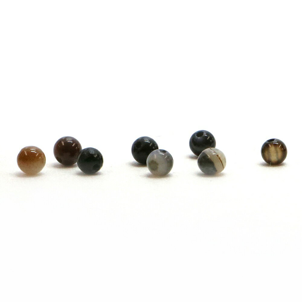 【ビーズサイズ】4mm 【形】丸玉 ※ビーズサイズは0.5mm前後の誤差がある場合がございます 【商品説明】 天眼石（てんがんせき）は瑪瑙、アゲートの一種で丸い目玉模様にトリミングされた部分を使用したものをいいます 天眼石はダライラマ14世...