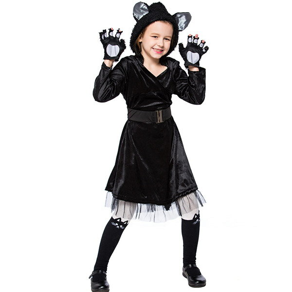 ハロウィンパーティーを盛り上げるとってもかわいい衣装です。 かわいい猫の衣装！ ハロウィンらしい衣装となっております 黒猫になりきりとってもかわいいです！ 【サイズ】（約） サイズ/着丈/身幅 110（S））/ 61 / 29cm 120（...