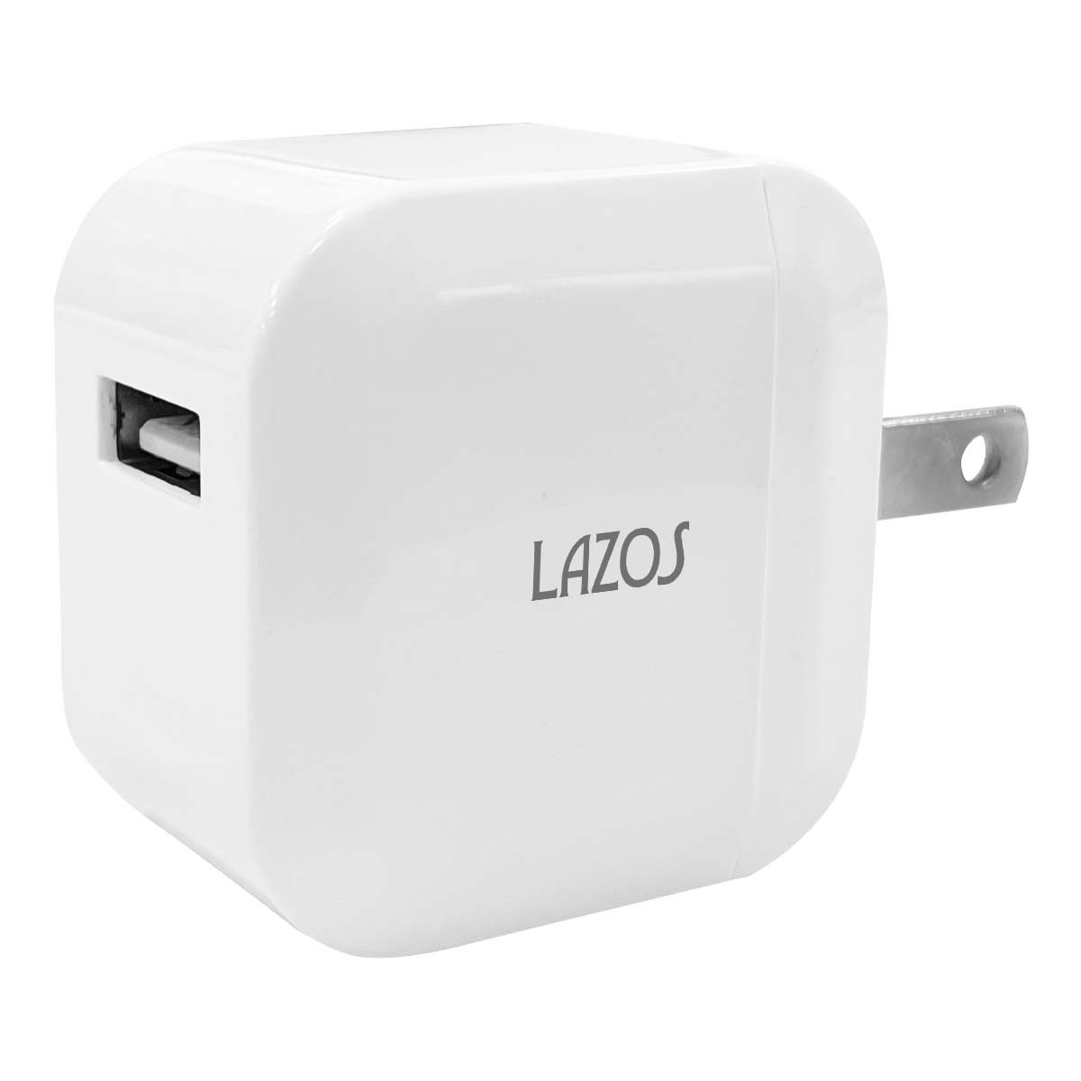 【特別分】Lazos AC充電器　1口2.1A　ホワイト L-2.1AC 折り畳み式プラグ採用！最適な出力を自動判別機能付コンパクトで軽量、持ち運びに便利 【仕　様】入力電圧： AC 100〜240VUSBポート：1口出力：DC 5V/ 2...
