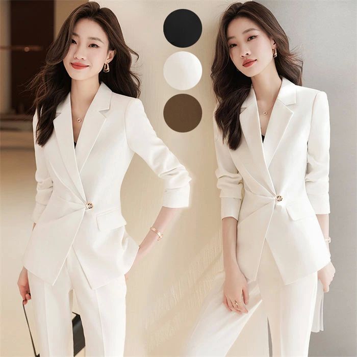 パンツスーツ レディース フォーマルセット スーツセット ママスーツ 春 秋 卒業式 入学式 セットアップ 上下セット ジャケット 長袖 開襟 ロングパンツ 上品 大人可愛い ハイウエスト きれいめ おしゃれ 着痩せ 無地 体型カバー 入園...