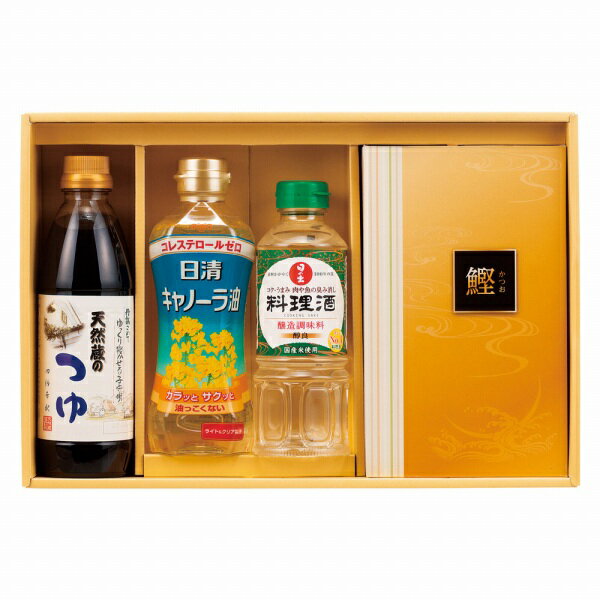 商品仕様 箱サイズ約37.7×25.5×7.5cm内容●セット内容:伊賀越天然蔵のつゆ500ml・日清キャノーラ油350g・日の出料理酒400ml・マルトモカツオパック（5袋入）各1 ●加工地:日本【小麦】用途香典返し　満中陰志　粗供養など...