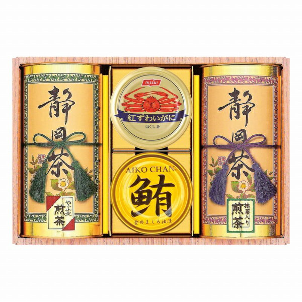 商品仕様 箱サイズ約26.5×18×7.5cm内容●セット内容:やぶ北煎茶80g・抹茶入り煎茶80g・ニッスイ紅ずわいがにほぐし身55g・まぐろ油漬けフレーク70g各1 ●茶葉原産地:静岡県 ●加工地:日本【カニ】用途香典返し　満中陰志　粗...
