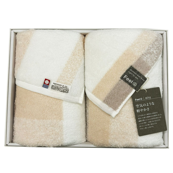 内容／フェイスタオル（約34×87cm）×2枚 素材／綿100％ 箱サイズ／22.5×31.3×6.3cm お名前やイニシャルを入れてプレゼントしませんか？ ひらがな・カタカナ・漢字・英字 ※刺繍横幅：最大5cmまでとなります。 ※文字数：...