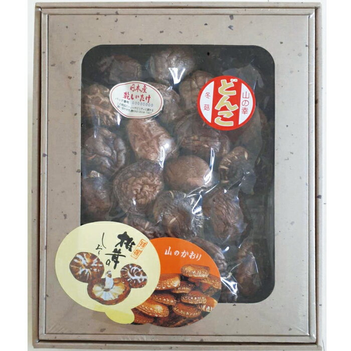 1箱の仕様 内容／国産　どんこ/105g 箱サイズ／325×253×49mm　化粧箱入 ※どんこ（冬茹）とは、カサが開く前に採取した肉厚の椎茸です。 ※内容量はグラムで計っておりますので、大きさ・数量が写真とは異なる場合がございます。予めご...