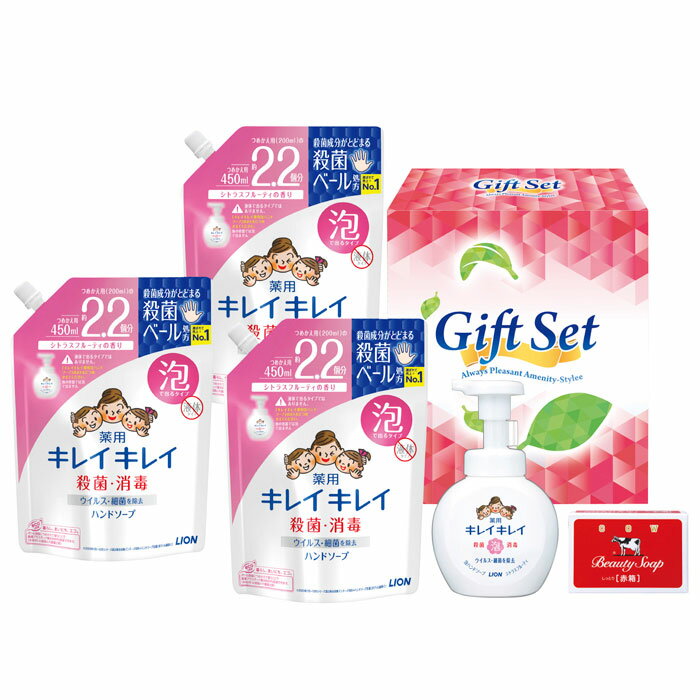 《1箱の内容》 内容／キレイキレイ薬用泡ハンドソープ（本体250ml・詰替450ml×3）、牛乳石鹸赤箱 箱サイズ／240×210×95mm　化粧箱入 重量／1960g ※詰合せ内容の一部変更、パッケージが変更になる場合がございます ライオ...