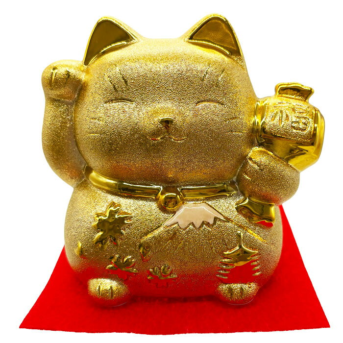 1個 商品サイズ／ 招き猫：高さ11.5×幅12×奥行9cm 座布団：12×12cm 材質／陶器 箱サイズ／高さ12×幅12×奥行10cm