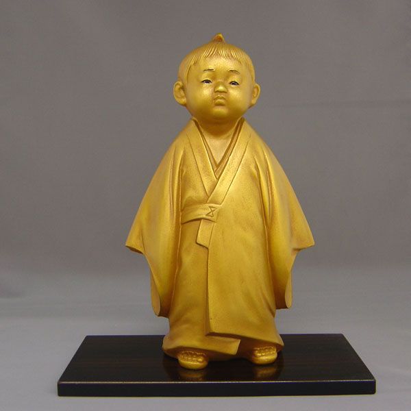 無我童子亜鉛合金製 こちらは箱なし、現品限りです。裏面にすり傷があります。 重さ約2.35kg　　サイズ：約16.5×14cm　高さ約28cm　台は商品に含まれません。