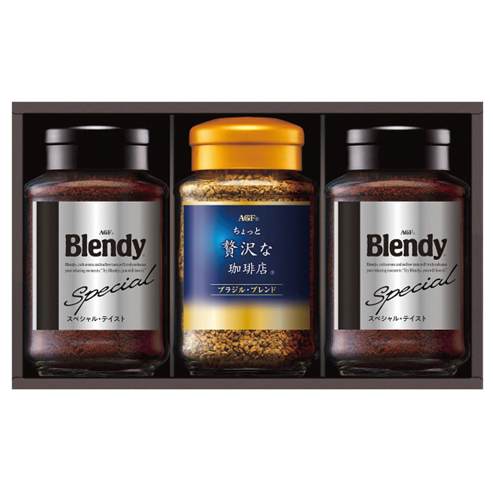 ●箱サイズ：約26.1×15.6×6.9（cm）/重さ：1.0kg●化粧箱入●ちょっと贅沢な珈琲店ブラジルブレンド65g、ブレンディスペシャルテイスト70g×2●まずはストレートで楽しみたい「ちょっと贅沢な珈琲店」とミルクをたっぷり入れて深...