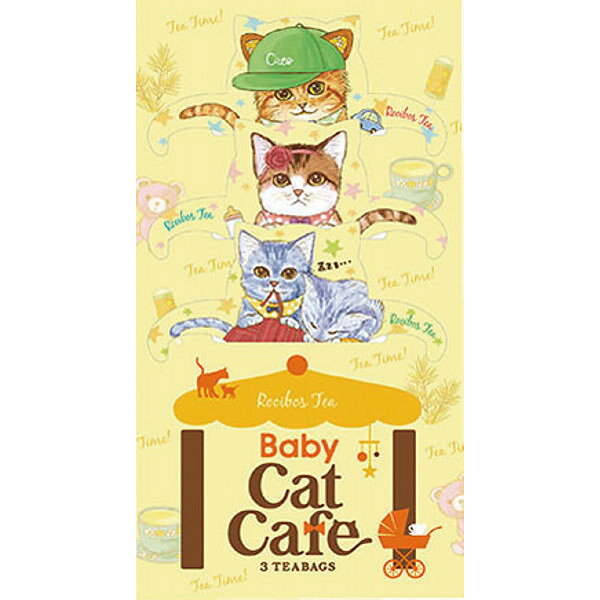 フックティー ベビーキャットカフェ ルイボスティー 52008 ノンカフェイン ルイボス 紅茶 ティーバッグ 猫 デザイン プチギフト 手土産 お返し 内祝い 出産内祝い 快気祝い 御礼 ギフトカップの縁にかける愛らしい子猫のデザインが魅力...