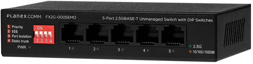 商品説明発売日：2026年2月中旬本体のDIPスイッチ操作により、QoS、EEE、VLAN、Static Trunkに関する動作を切り替えることができ、用途に応じたシンプルな運用が可能です。既存のLANケーブル（Cat5e以上）を活かしなが...