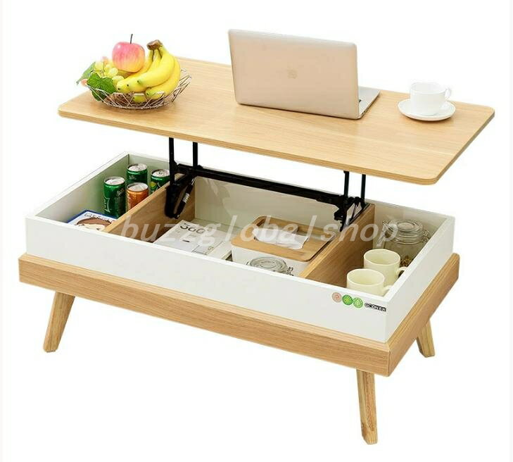 大容量ストレージ 上下に昇降可能で、スペース分けて収納できます 荷重?50kg しっかりした良質な金具を採用し、水2桶を置いても揺れません 名称：多機能リフトサイドテーブル 材質：メラミン 包装重量：33KG サイズ：100*55*40cm