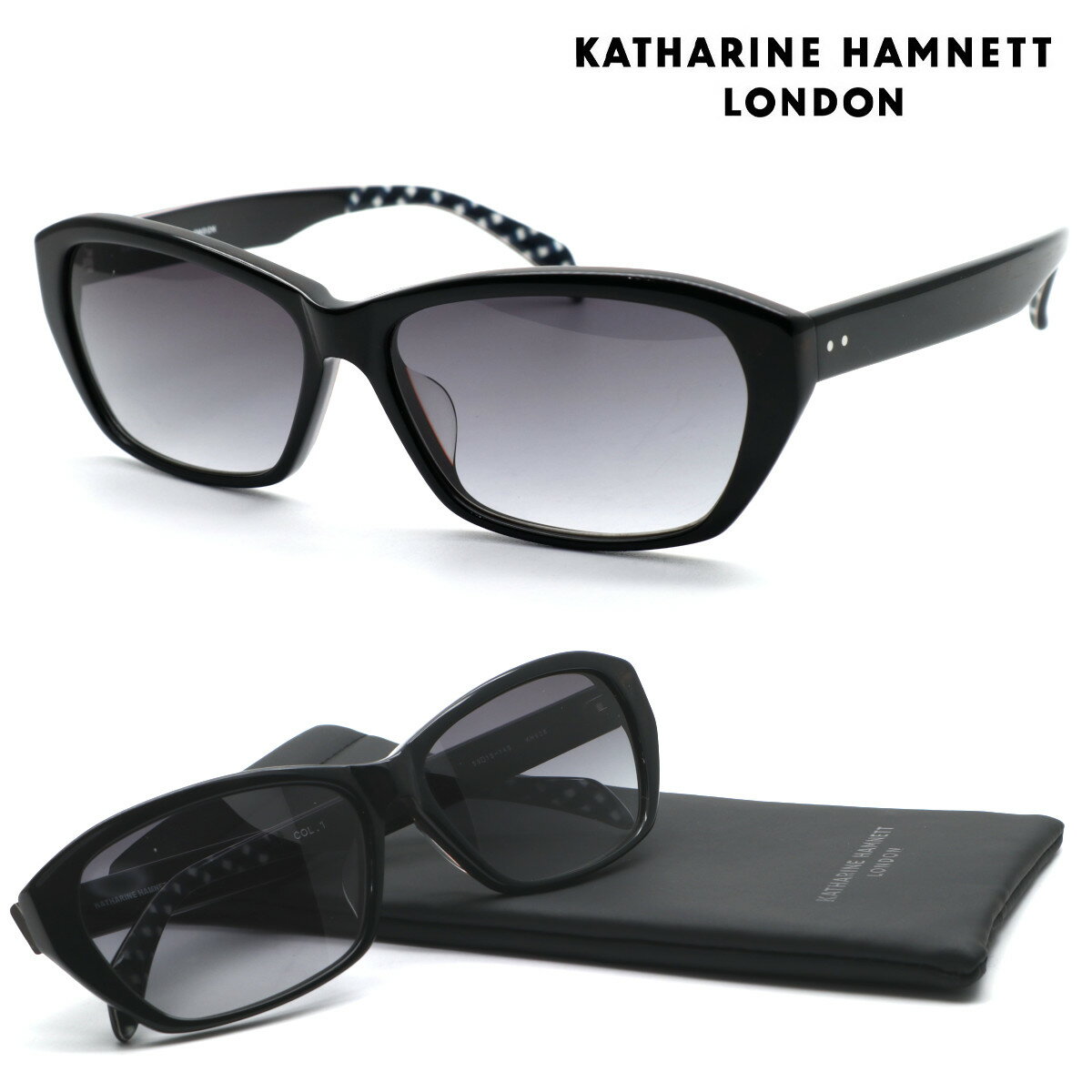 商品カテゴリー：サングラス ■ブランド KATHARINE HAMNETT ■型番 KH938 col.1 ■サイズ [A]レンズの横幅：約59mm [B]鼻幅：約15mm [C]テンプルの長さ：約145mm [D]フレーム全体の幅：約14...