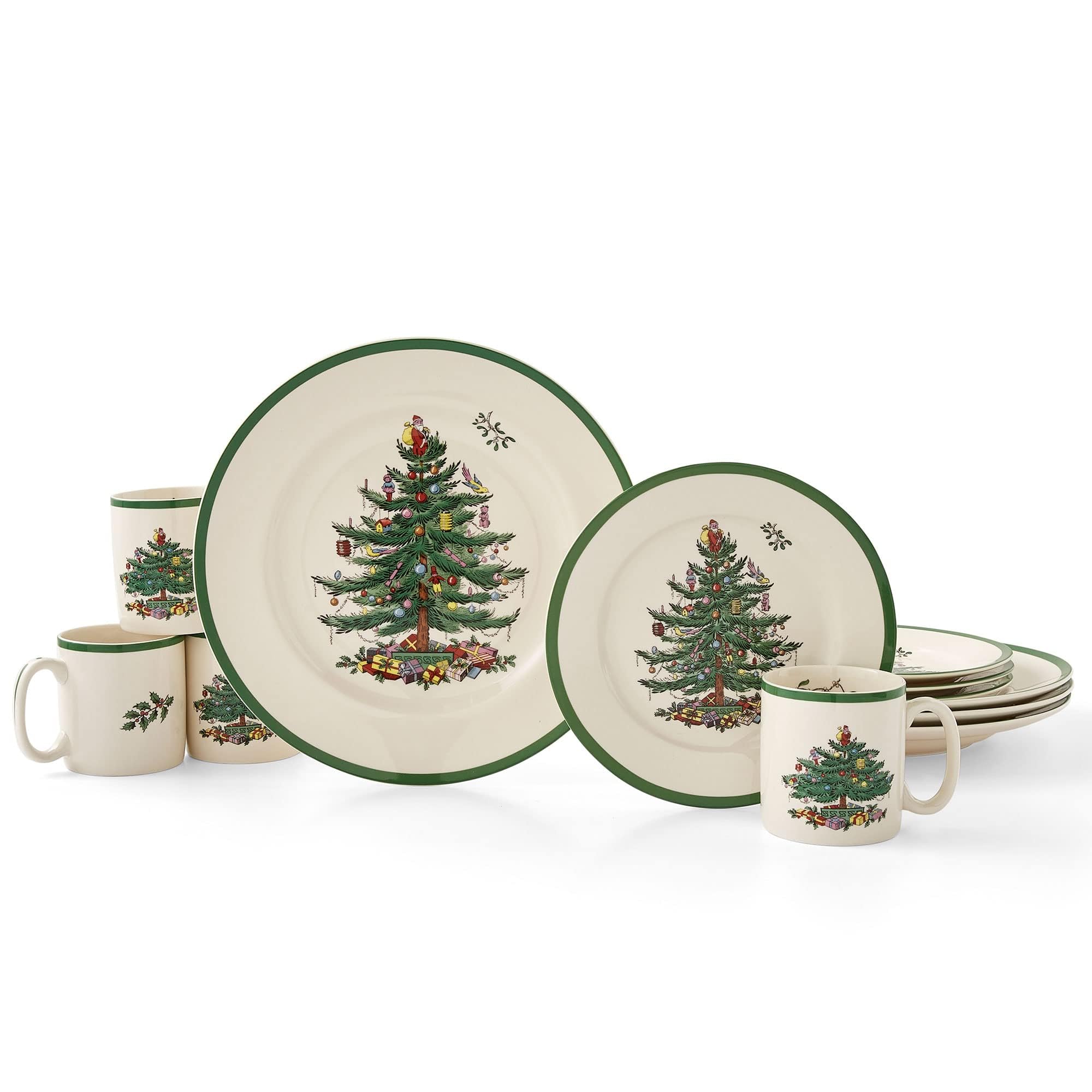 (Christmas Tree 12-Piece Dinnerware Set) - Spode Christmas Tree 12-Piece Dinnerware Set Service for