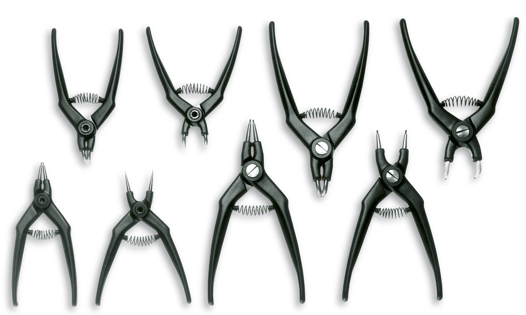 HAZET(ハゼット) スナップリングプライヤーセット 1845/8 8点セット 3-60mm プラスチック本体 プロ仕様 ドイツ製