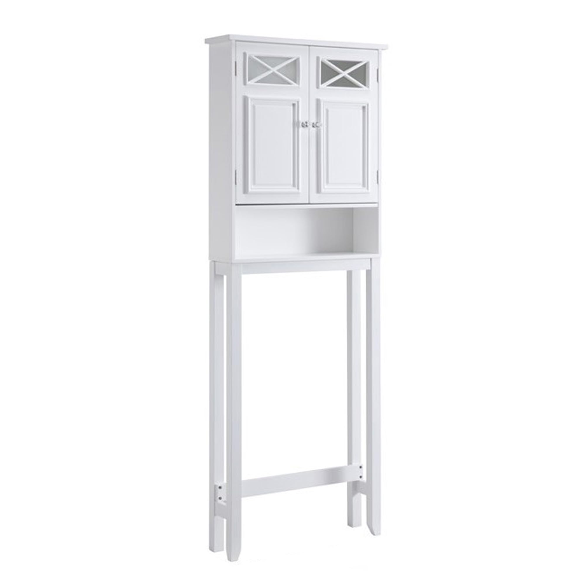 Elegant Home Fashions Dawson Collection Shelved Bathroom Space-Saver with Storage Cubby White