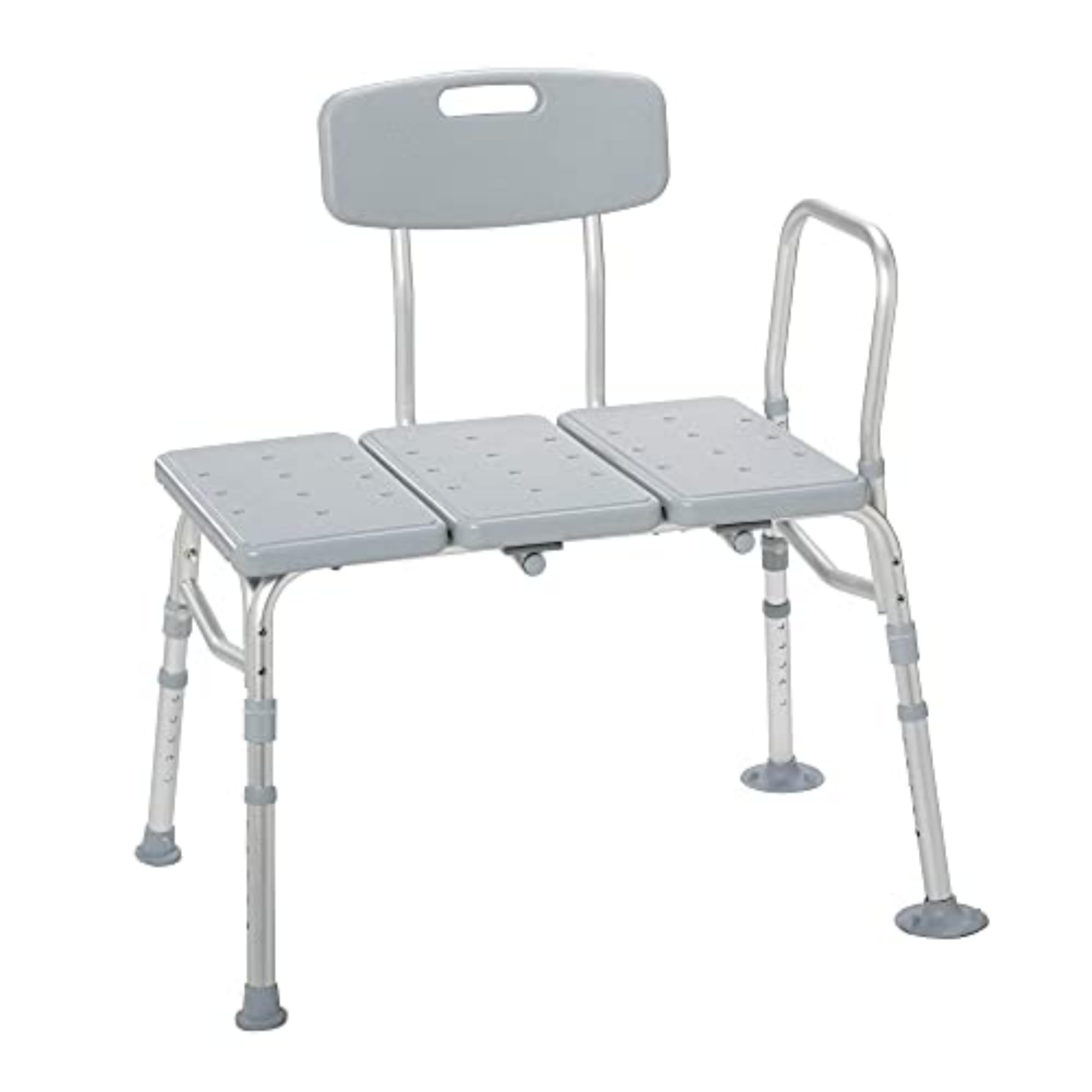 Drive Medical Plastic Transfer Bench with Adjustable Backrest Gray by Drive Medical