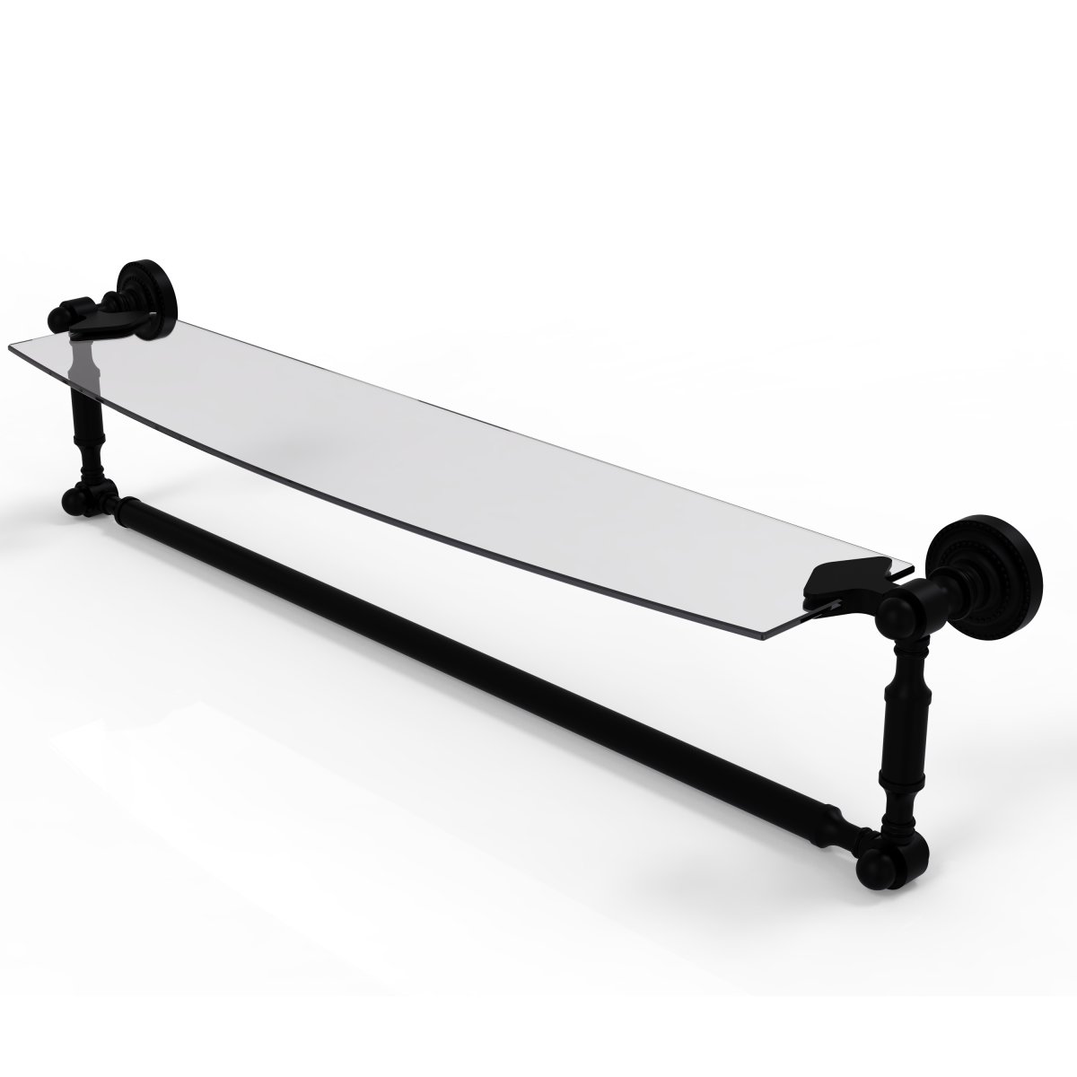 Dottingham 24 Inch Glass Vanity Shelf with Integrated Towel Bar - DT-33TB/24-BKM