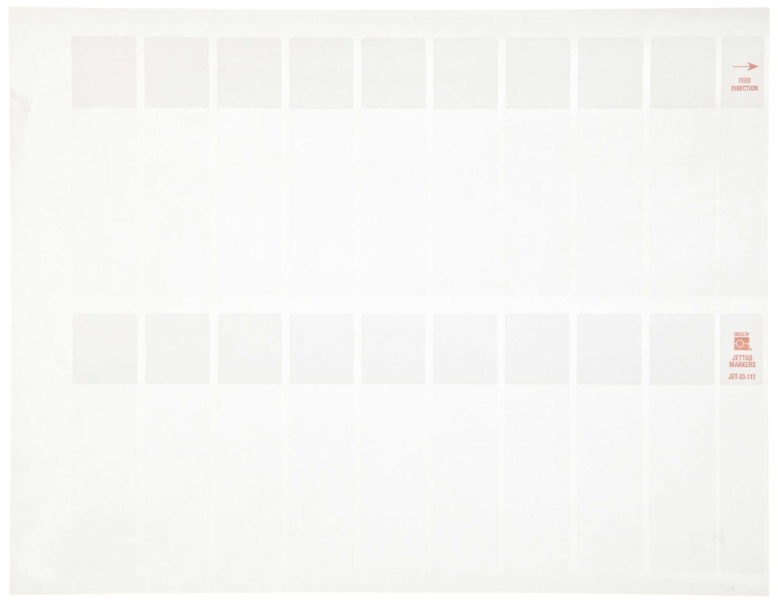 Brady JET-33-117-1 0.95 Width x 3.75 Height B-117 Self-Laminating Vinyl White/Translucent Ink Jet