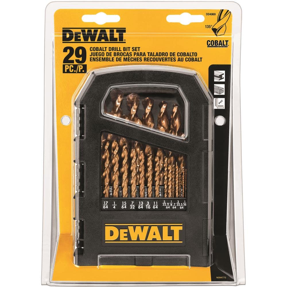 DEWALT DD4069 Cobalt Fractional Jobber Drill Set 29 Piece