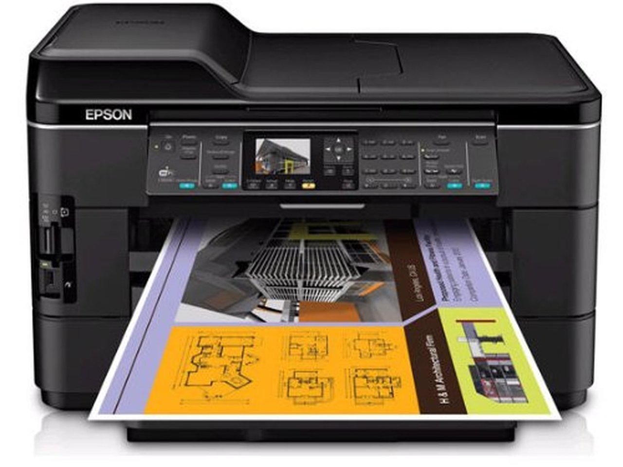 Epson エプソン WorkForce WF-7520 ワイヤレス All-in-One Wide-Format カラー インジェット プリンター スキャナー Copier Fax (C11C