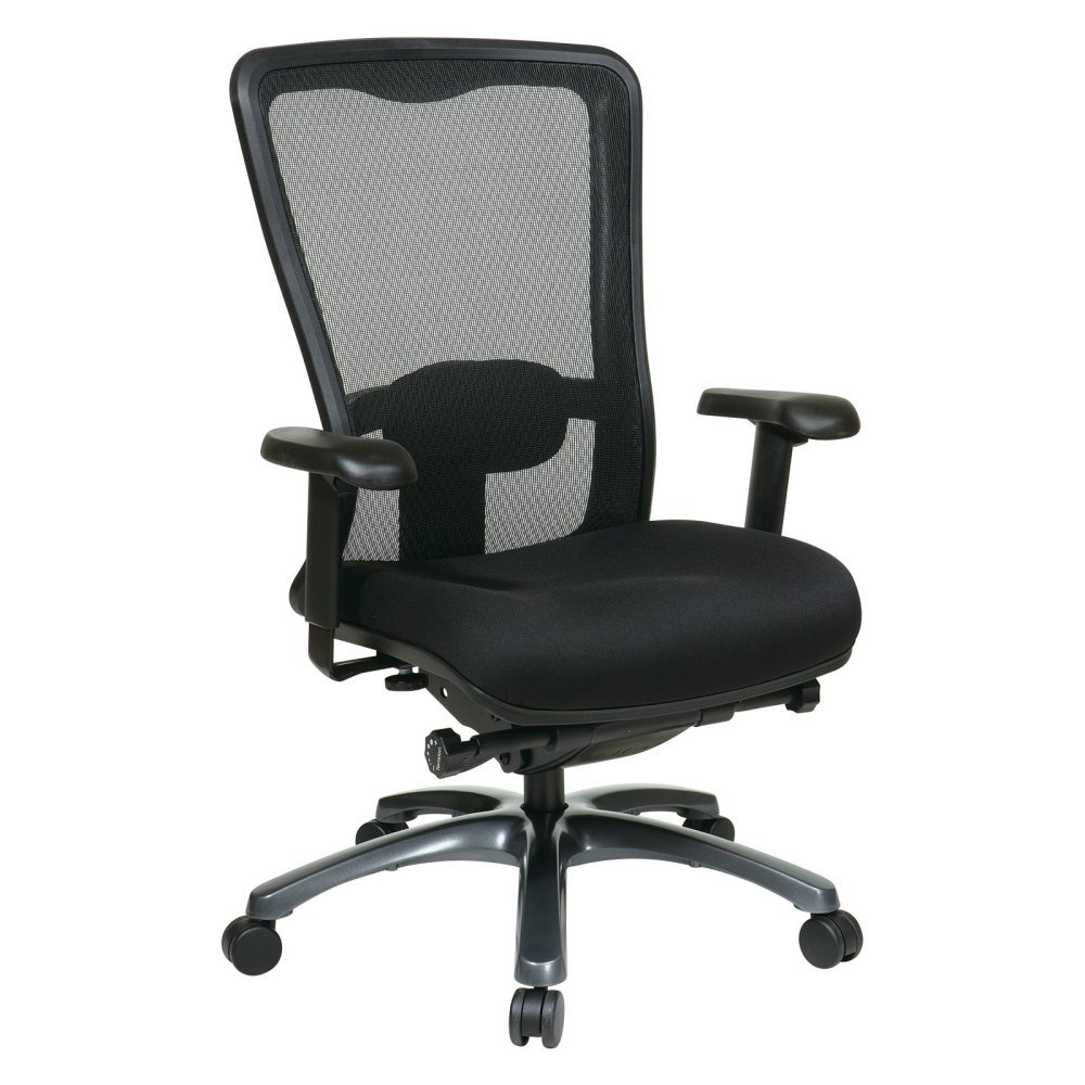 Office Star ProGrid Mesh Back and Padded Coal FreeFlex Seat Adjustable Arms and Lumbar Titanium Fi