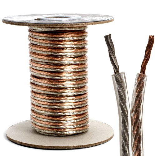 ラウドスピーカーワイヤー 14AWG 2導体 50フィート クリアカラー