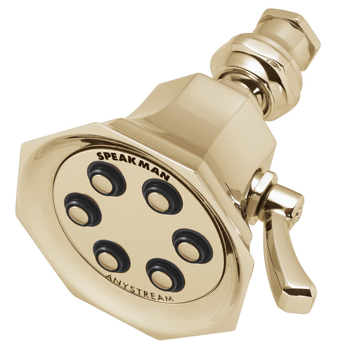 Speakman S-2255-PB-E2 Vintage Anystream Adjustable 2.0 GPM Solid Brass Shower Head Polished Brass 1