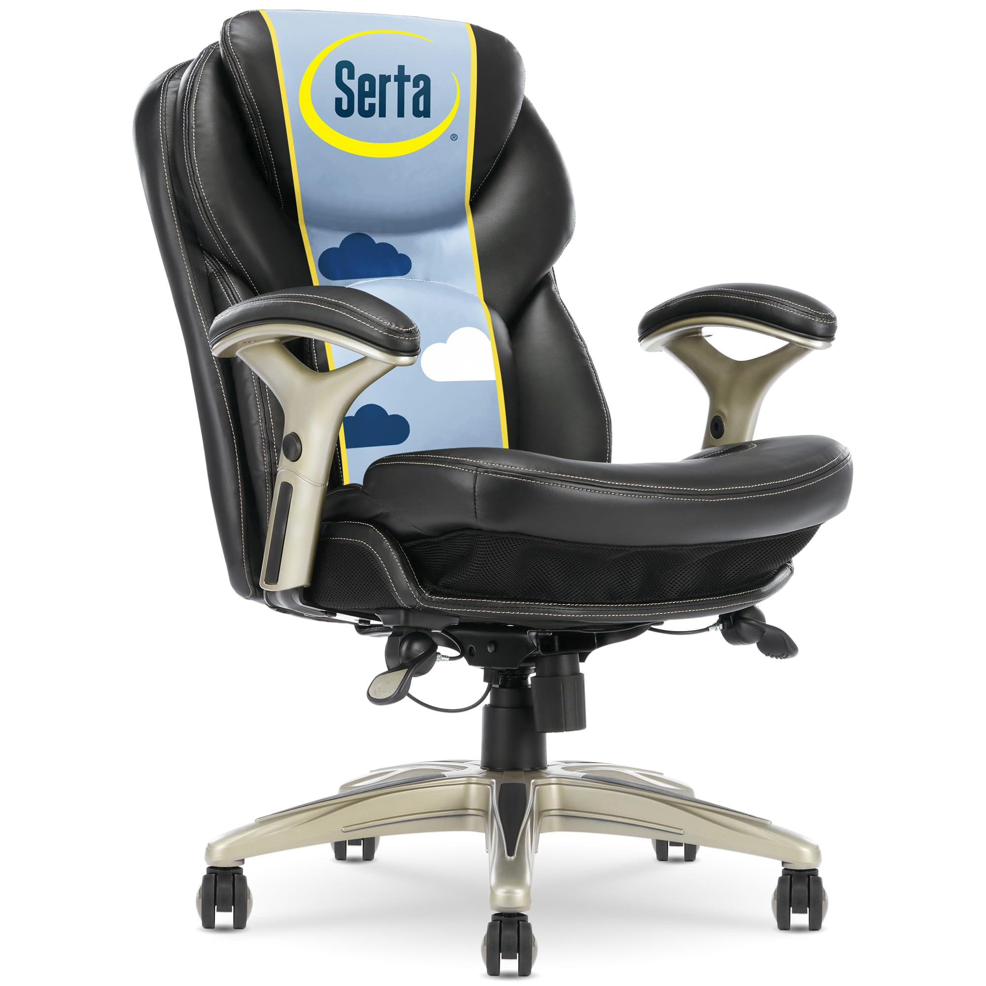 Serta Works Ergonomic Executive Office Chair with Back in Motion Technology Black Bonded Leather 14
