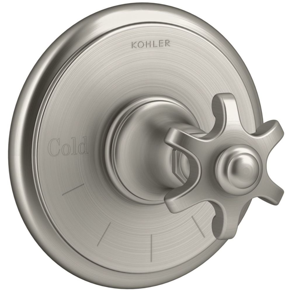 KOHLER T72769-3M-BN Artifacts サーモスタットバルブトリム プロングハンドル付き レスバルブ 鮮やかなつや消しニッケル