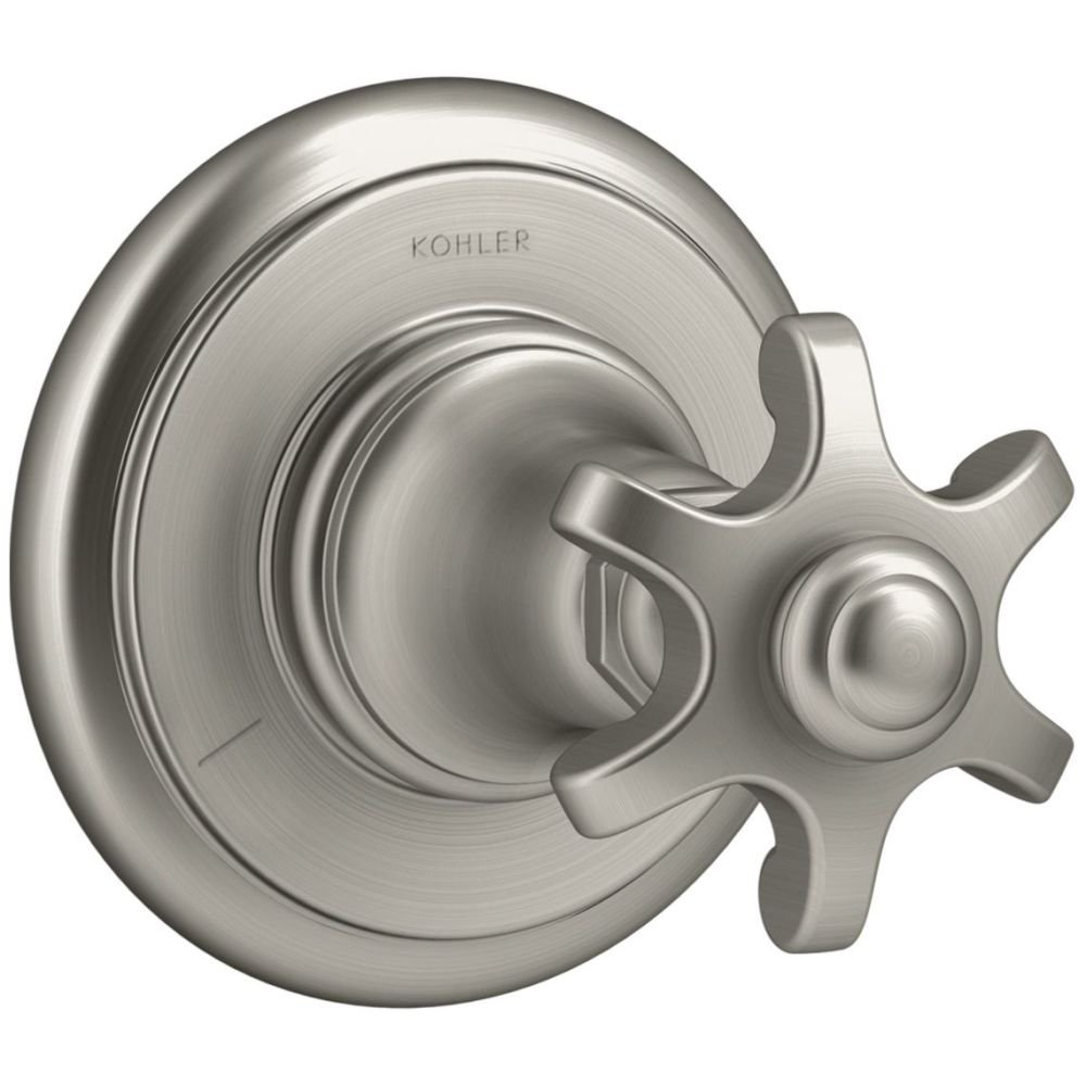 KOHLER T72770-3M-BN Artifacts トランスファーバルブトリム プロングハンドル付き 少ないバルブ 鮮やかなブラッシュドニッケル