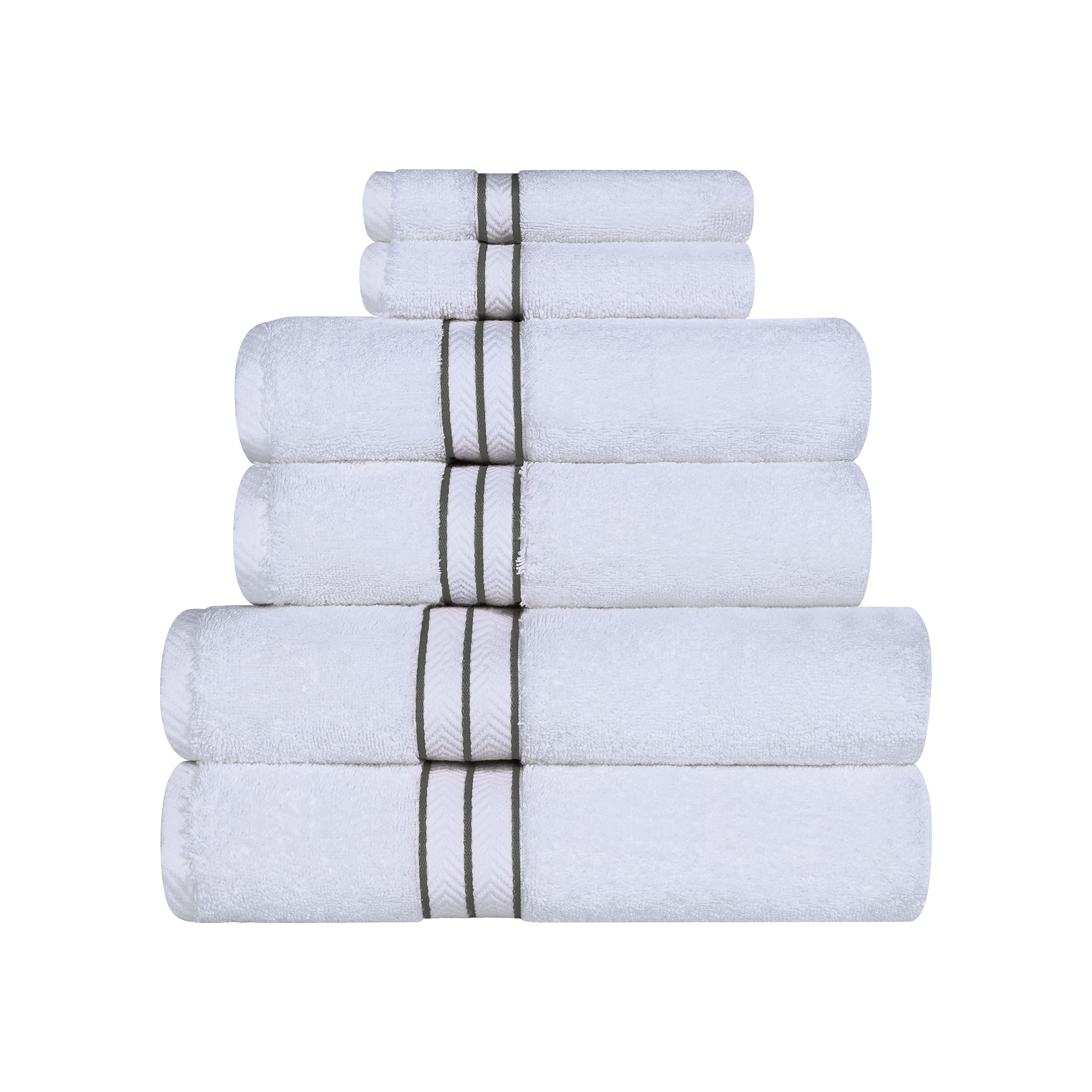 Superior Hotel Collection 900 Gram 100% Premium Long-Staple Combed Cotton 6 Piece Towel Set White