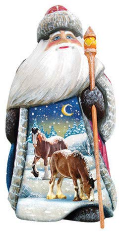 G. Debrekht Winter Horsey Hand-Painted Wood Carving