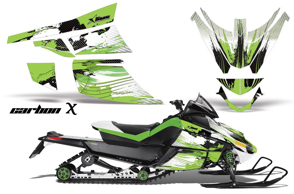 AMR Racing スノーモービルグラフィックキット ステッカー デカール Arctic Cat Z1 Turbo 2006-2012対応 カーボンX グリーン