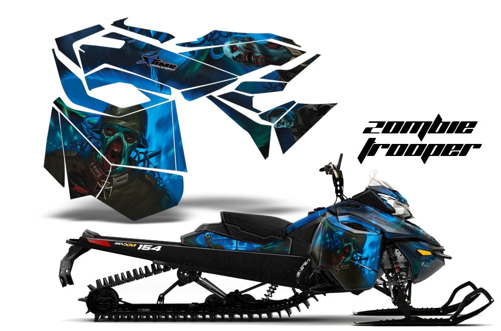 AMR Racing スノーモービルグラフィックキット ステッカー デカール Ski-Doo Rev XM Summit 2013-2016対応 ゾンビトルーパー ブルー