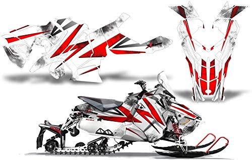 AMR Racing スノーモービルグラフィックキット ステッカー デカール Polaris Axys Rush Pro Switchback 2015+対応 スラッシュレッド ホワイト