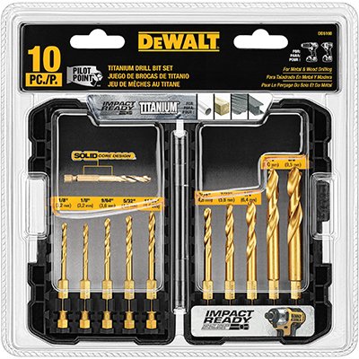 5 Pack - Titanium Impact Drill Bit Set 10-Piece -DD5160