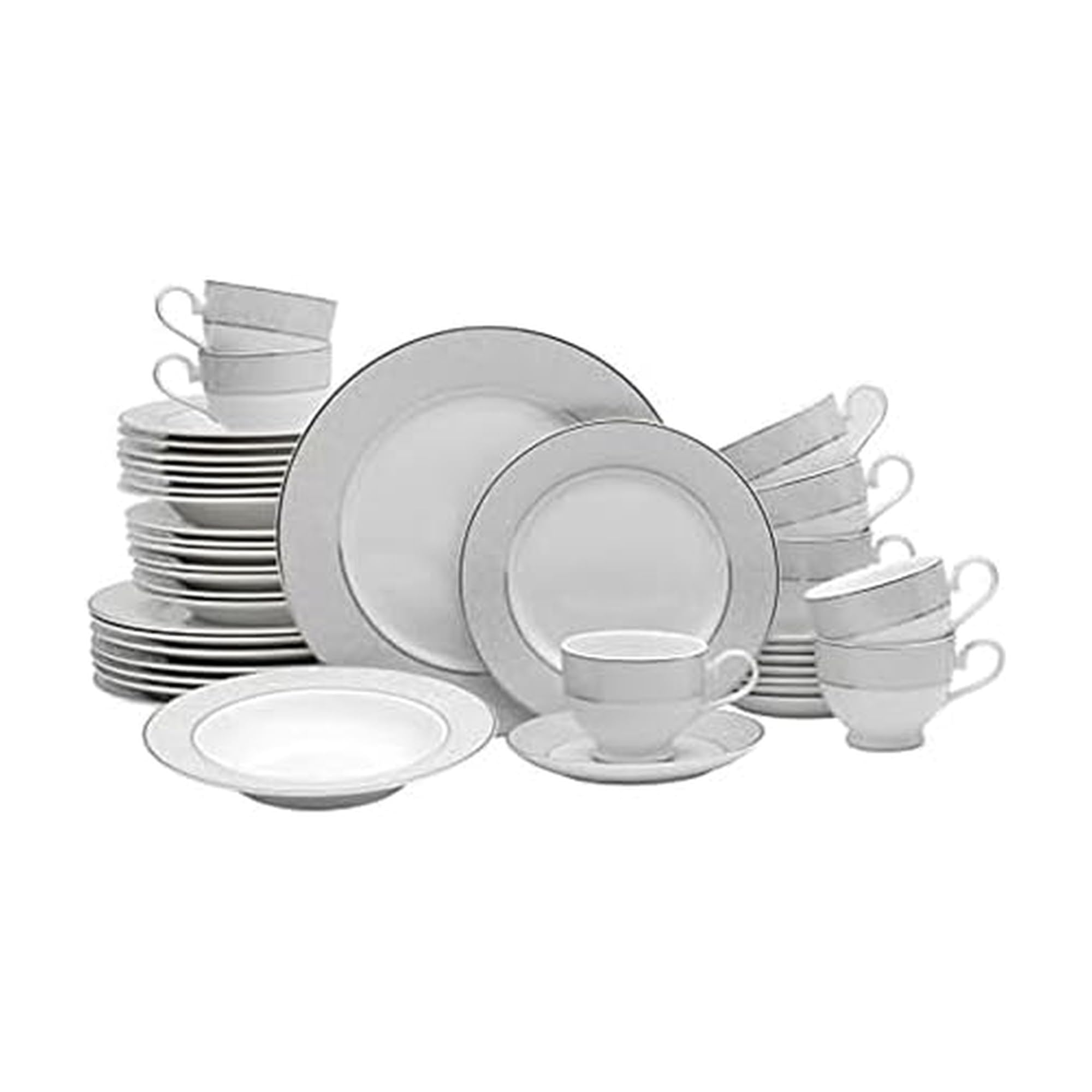 Mikasa パーチメント 食器40点セット 8人用 丈夫な磁器プレート ボウル マグカップ 現代的なデザイン 食器洗い機対応