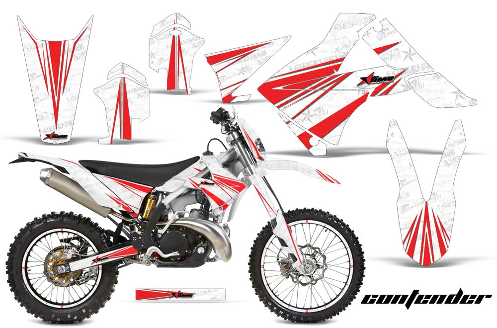 AMR Racing MX ダートバイク グラフィックキット ステッカー デカールとナンバープレート ガス EC 250 300 2011-2012対応 - コンテンダー レッド ホワイト