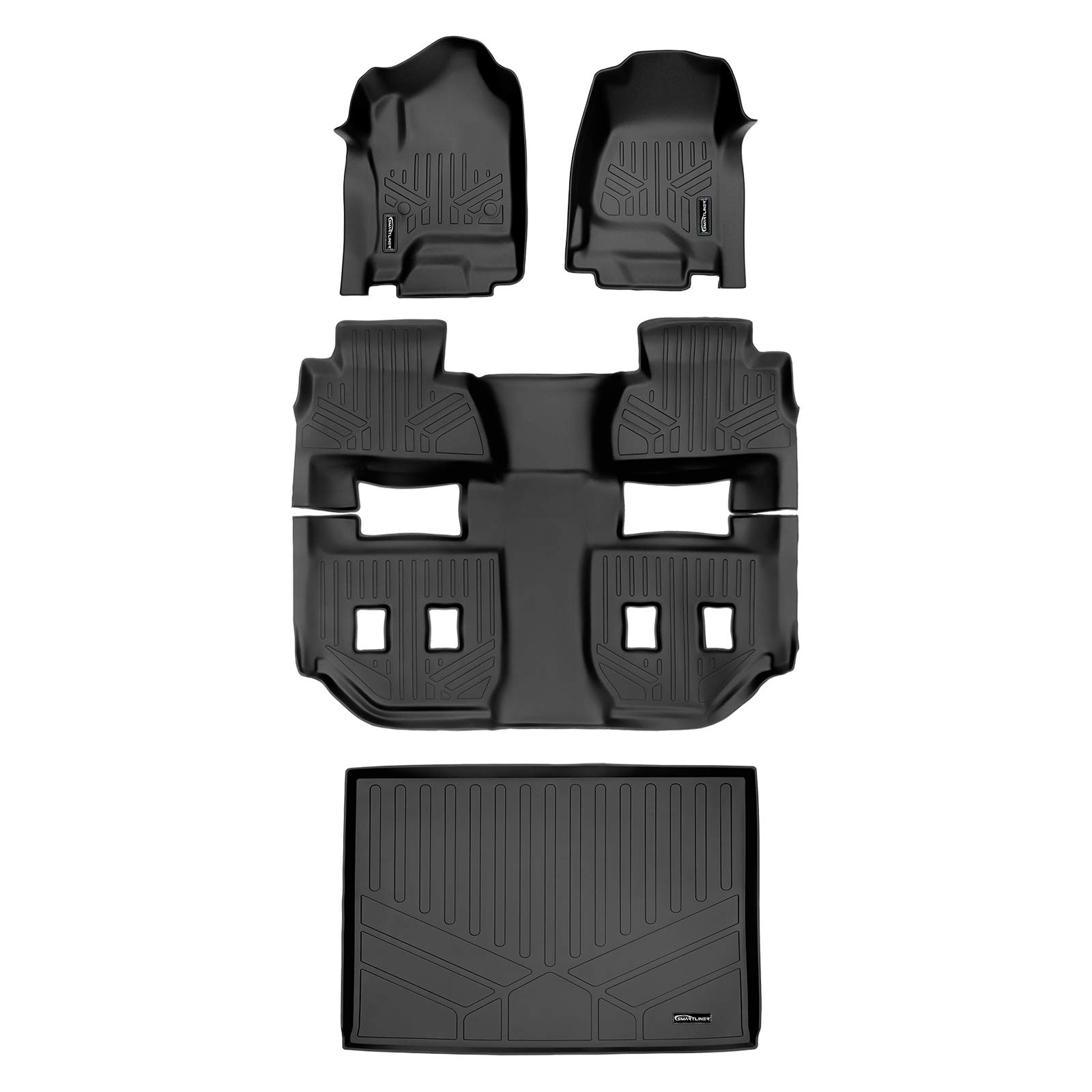 MAXFLOORMAT smartcoverageプレミアムフロアマット(3行) MAXTRAY CargoライナーBehind第3行セットブラックfor 2015 ? 2018 Chevy Subu