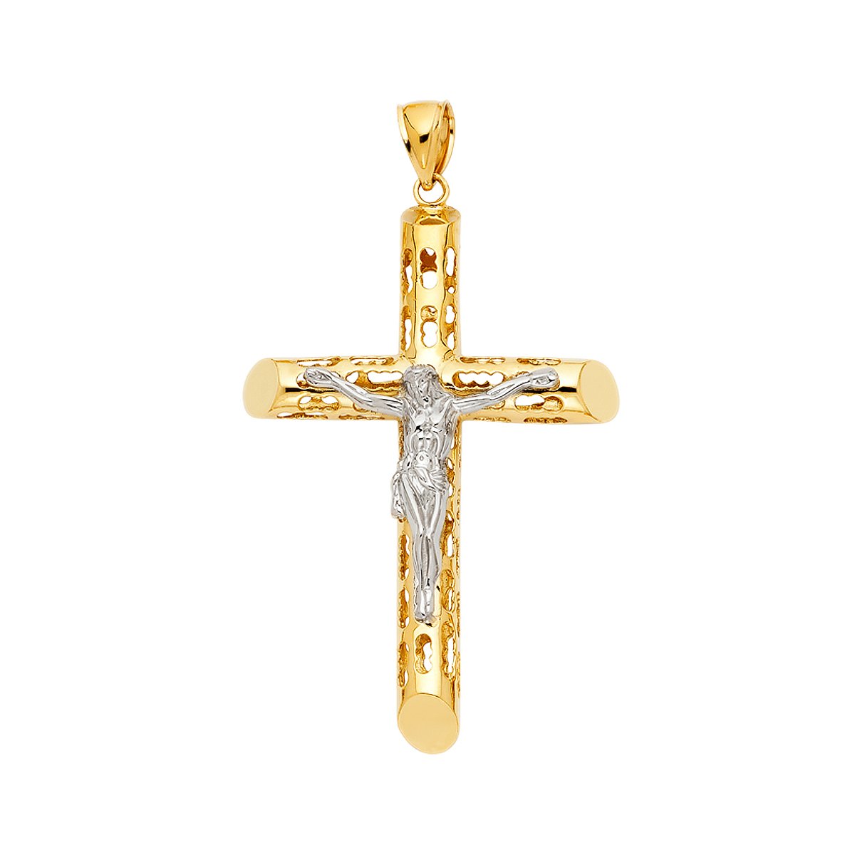 14K イエローゴールド 宗教的十字架ペンダント - 他のサイズもご用意しています.