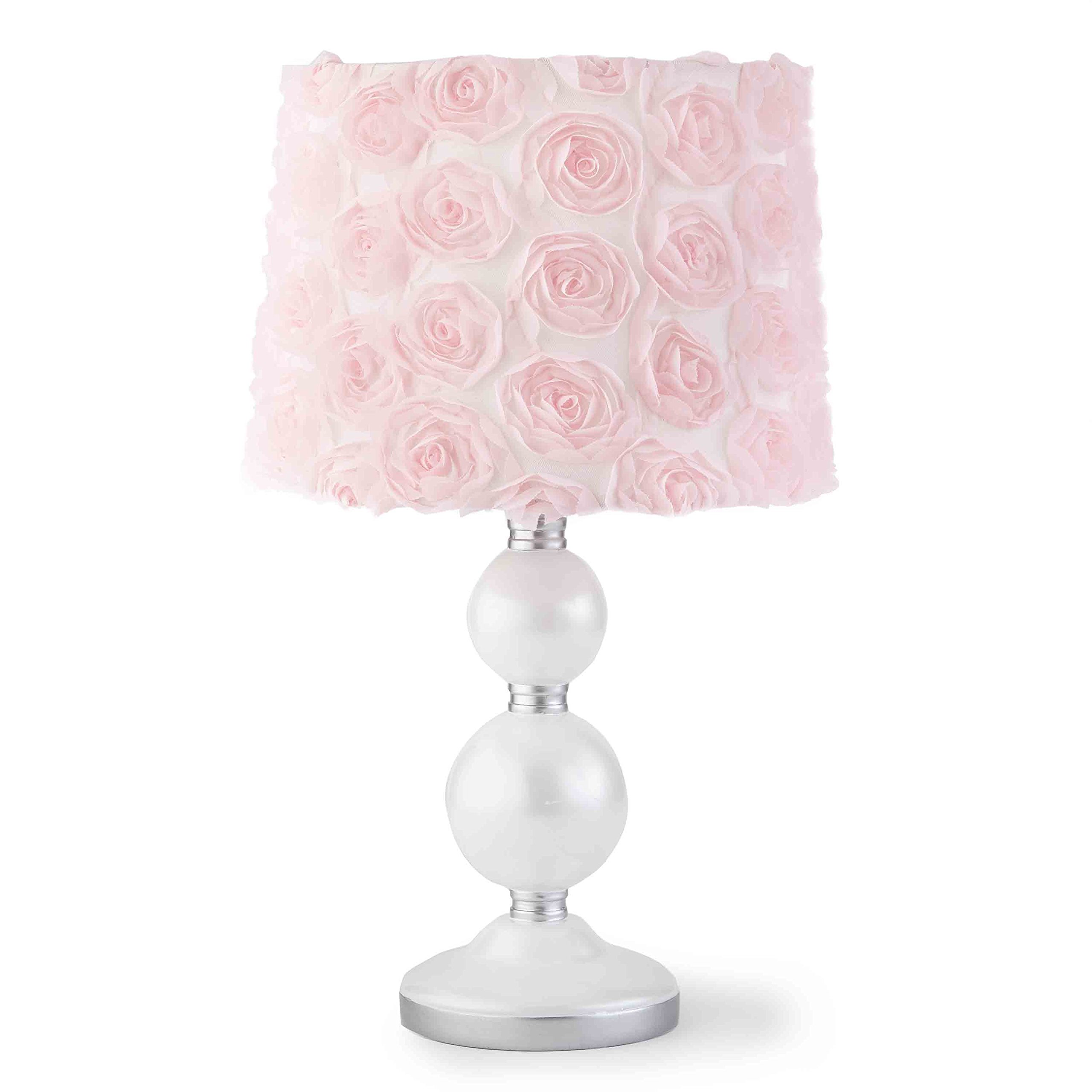 Levtex Baby - Elise Table Lamp - Spindle Base with Pink Rosette Shade Lamp - Nursery Lamp - Base and