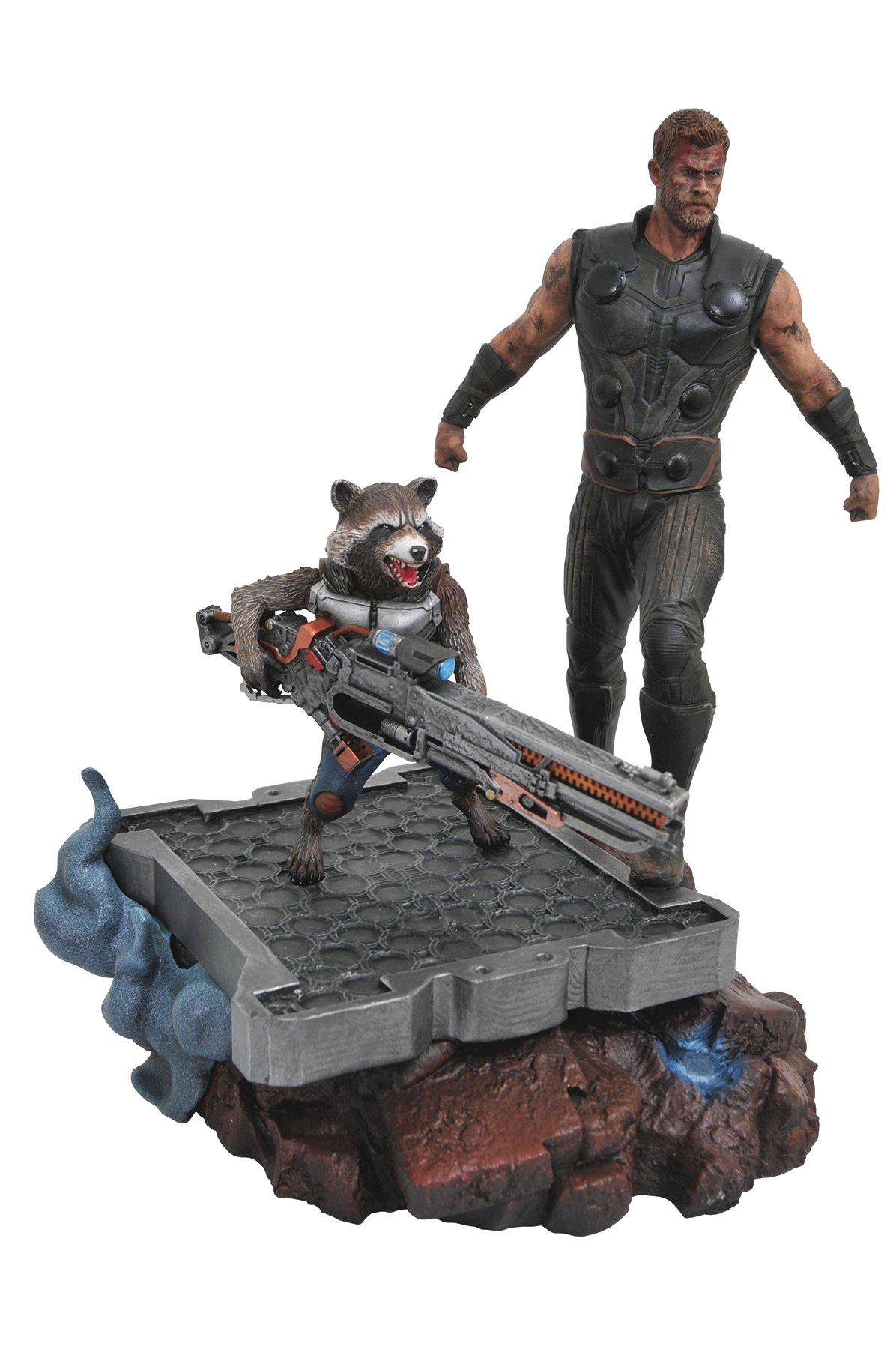 DIAMOND SELECT TOYS マーベル プレミア コレクション:アベンジャーズ インフィニティ ウォーソー&ロケット レジンスタチュー、マルチカラー