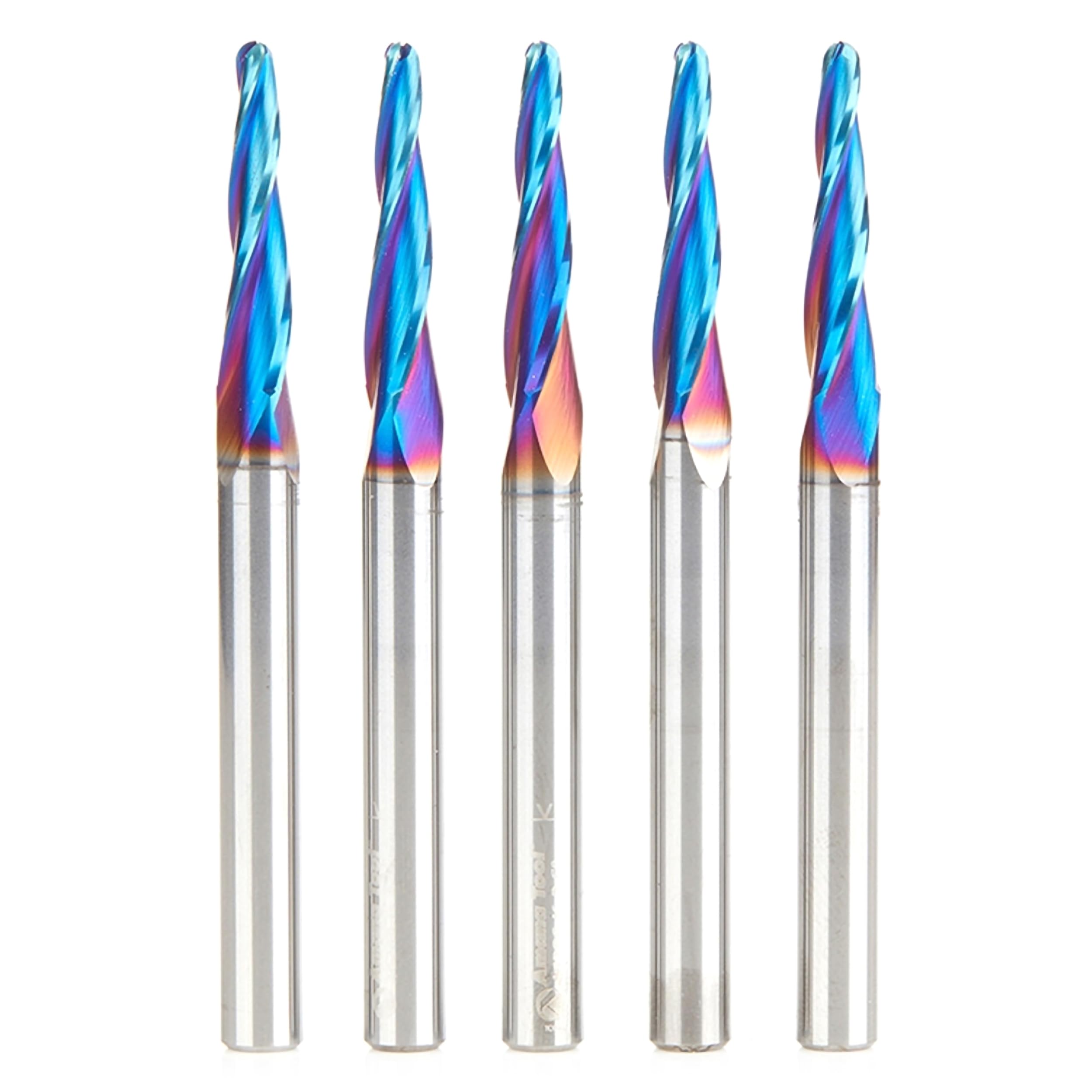 Amana Tool 46286-K-5 超硬アップカット スパイラルCNCルータービット プラスチック用 木製 2D/3Dカービング 3.6度 テーパードアングルボールチップ 直径1/8インチ x