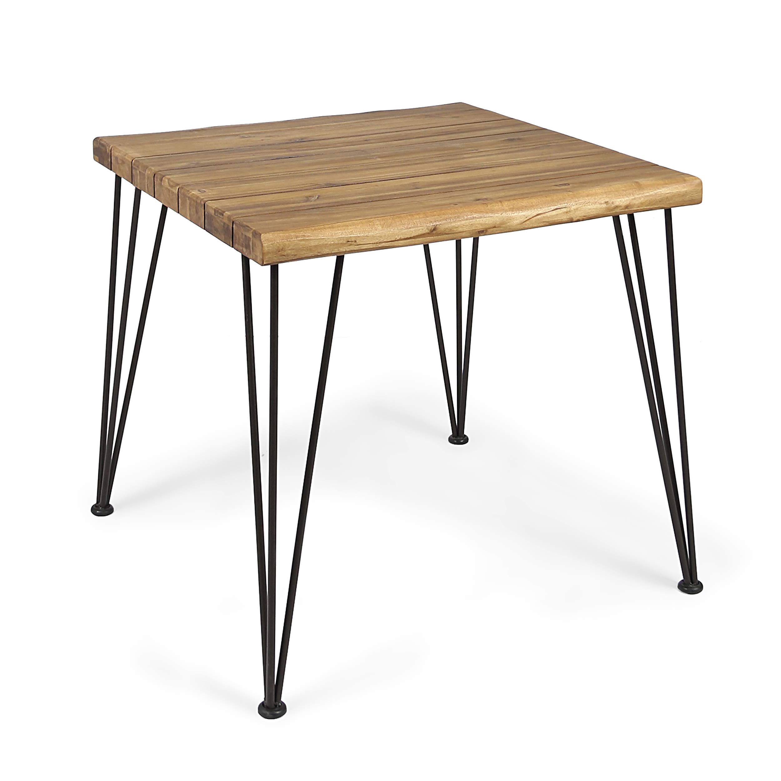Christopher Knight Home Audrey Indoor Industrial Acacia Wood Dining Table Teak Finish Rustic Metal