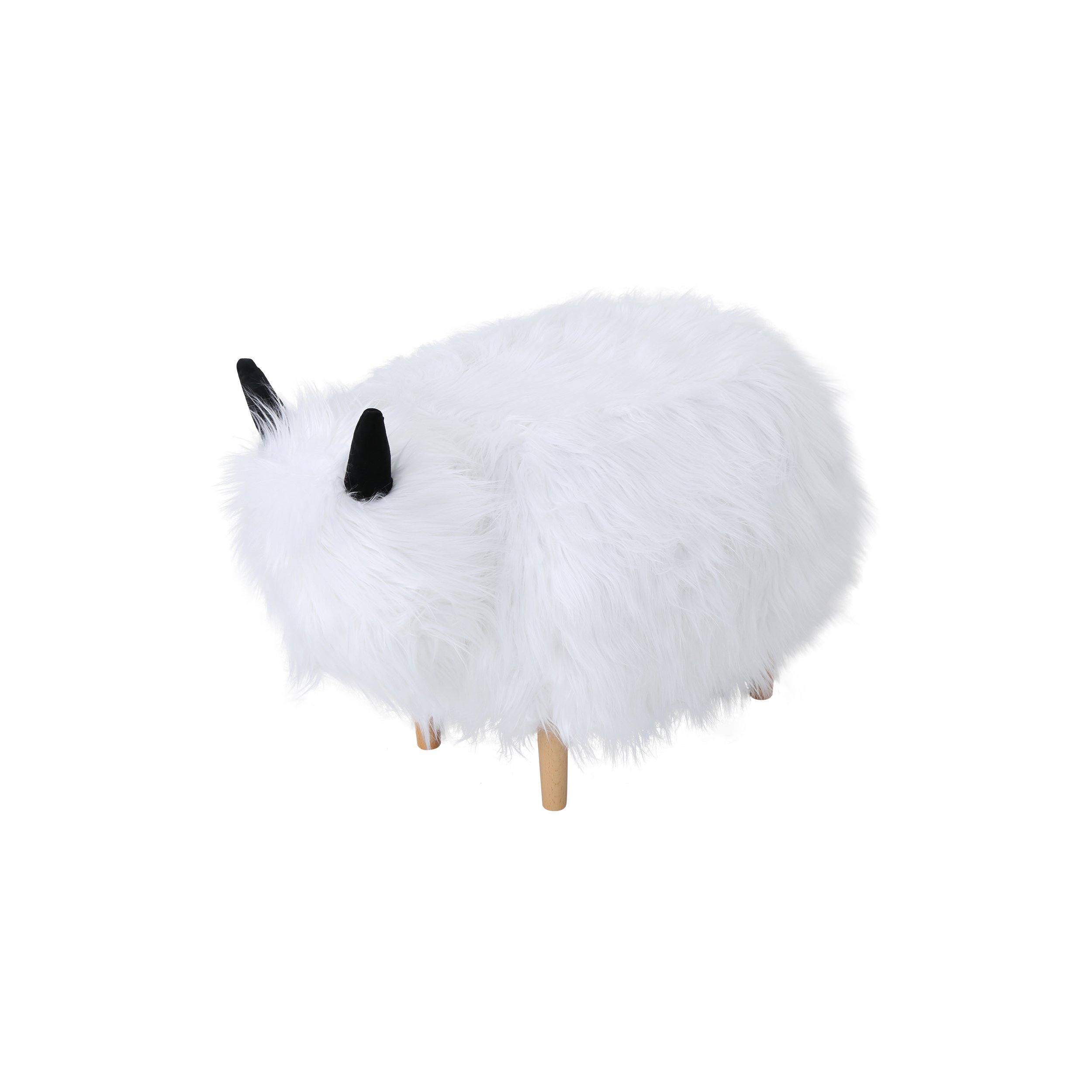 Christopher Knight Home Kamla Furry Yak オットマン 生地 ホワイト+ナチュラル仕上げ