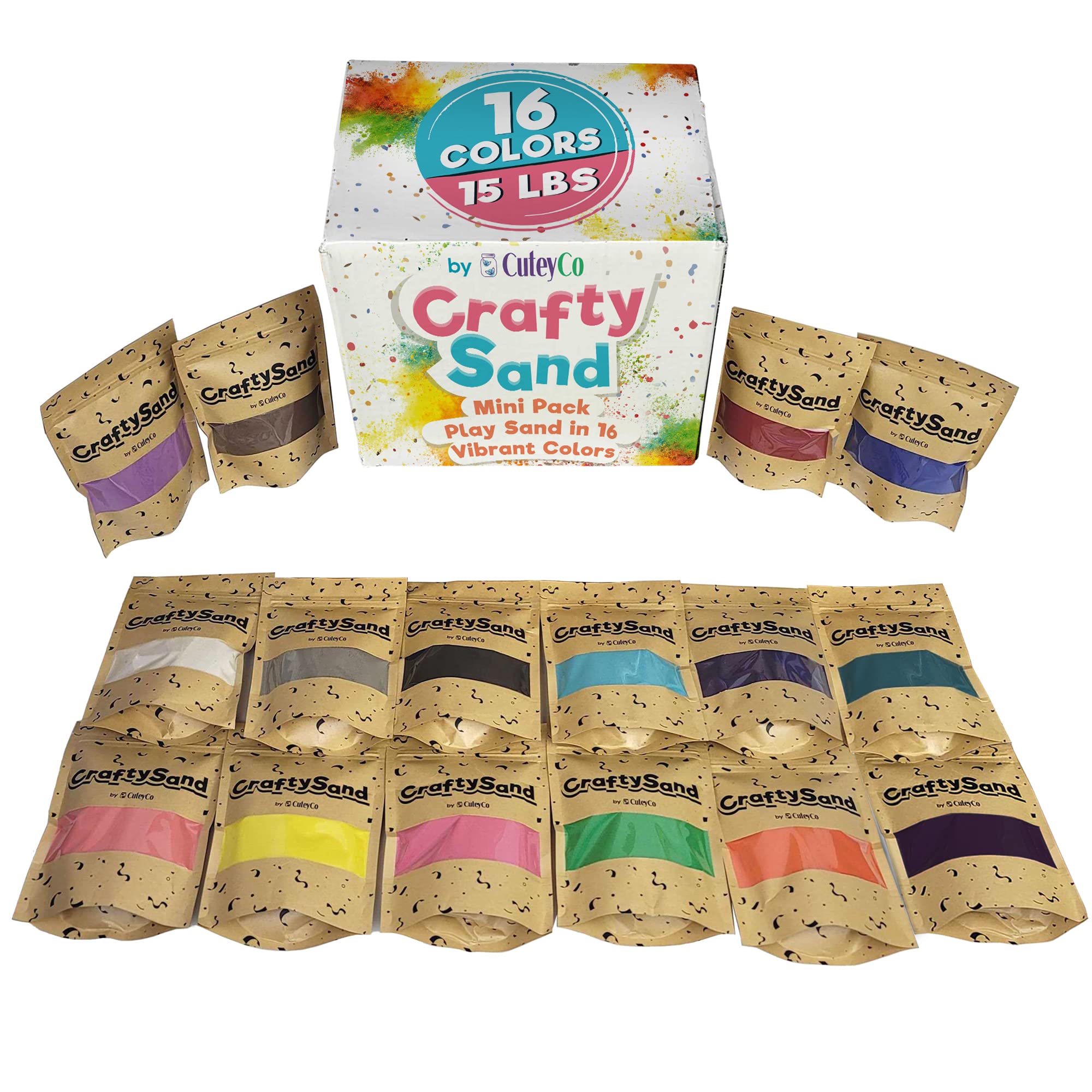 CuteyCo Crafty Sand Packs 16 Colors 16 Lbs CC:CS:BigKit-16