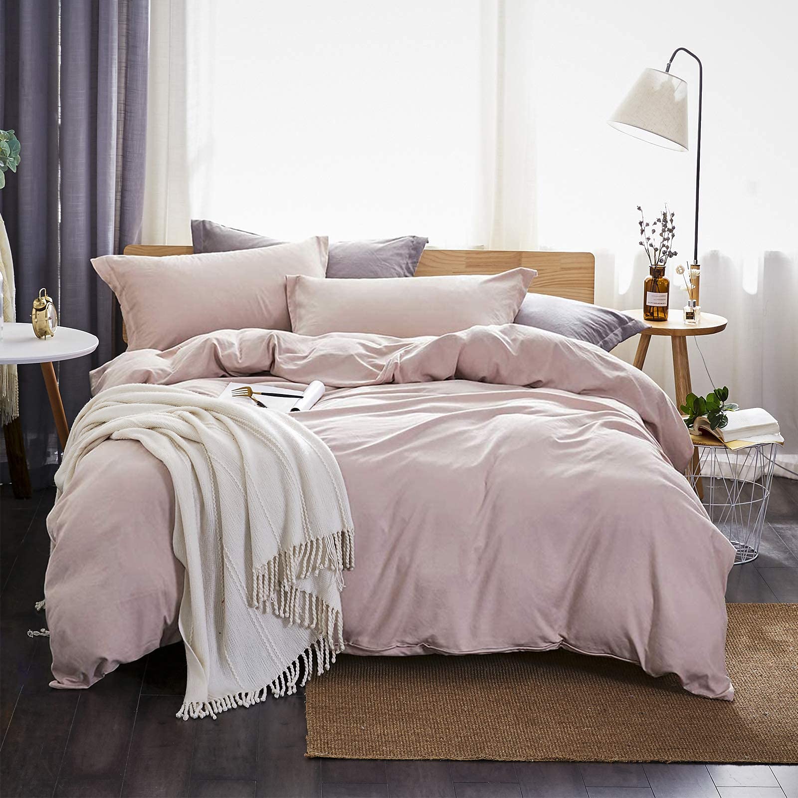 Dreaming Wapiti Duvet Cover Queen 100% Washed Microfiber 3pcs Bedding Duvet Cover Set Solid Color So