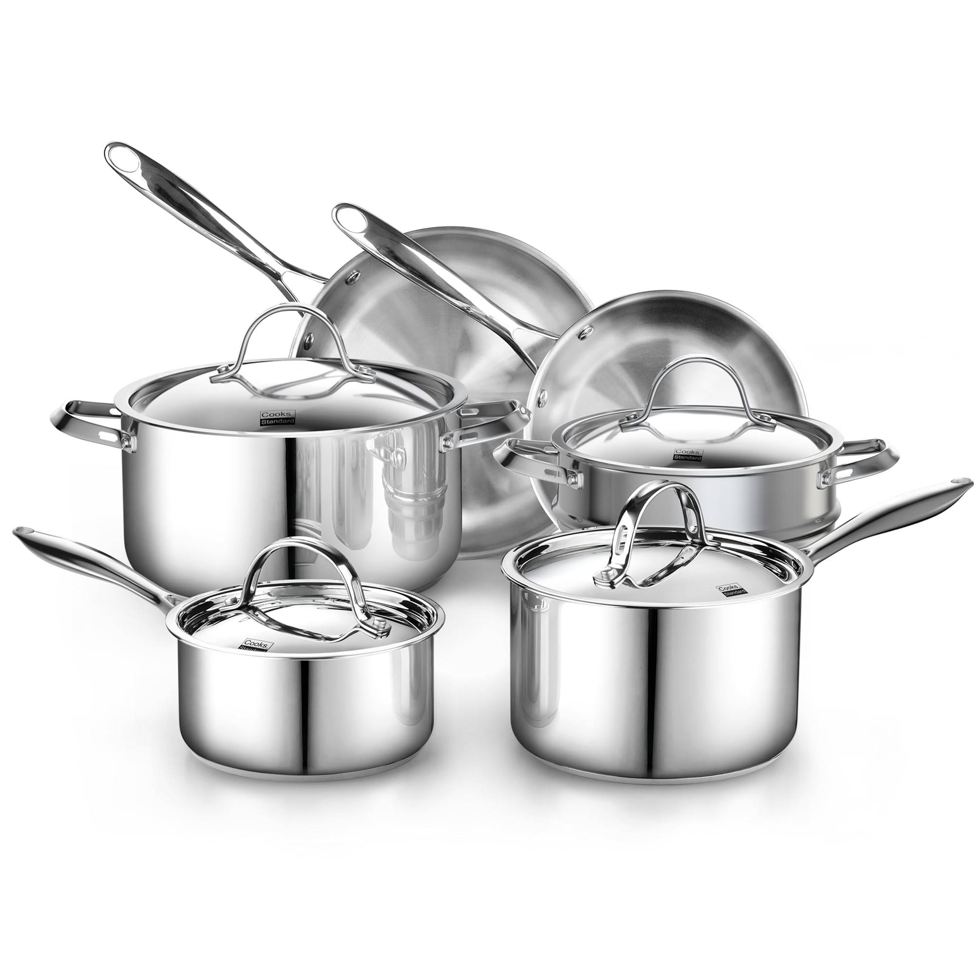 Cooks Standard 02631 Classic 10-Piece Stainless Steel Cookware Set Silver