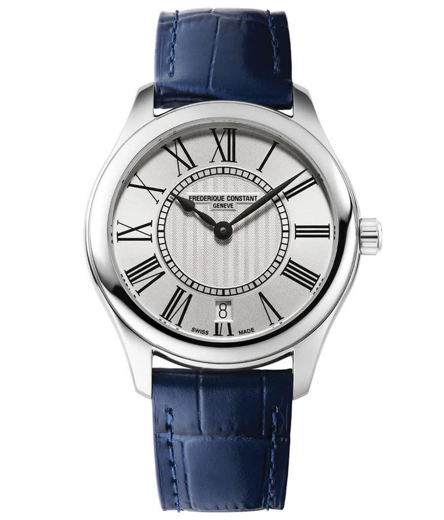 Frederique Constant レディース クラシック 36mm ブルーレザーバンド スチールケース クォーツ アナログ腕時計 FC-220MS3B6 クラシック
